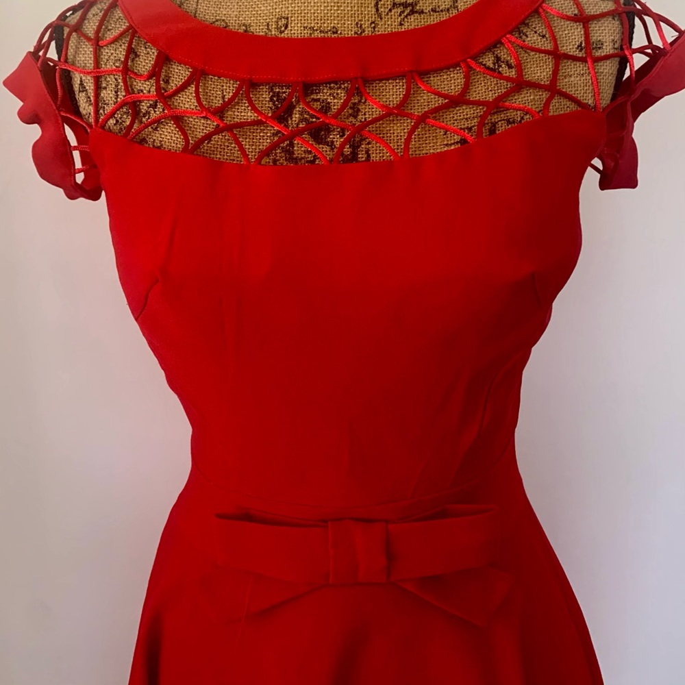 Bettie Page By Tatyana Red Alika Circle Dress Xs Gem